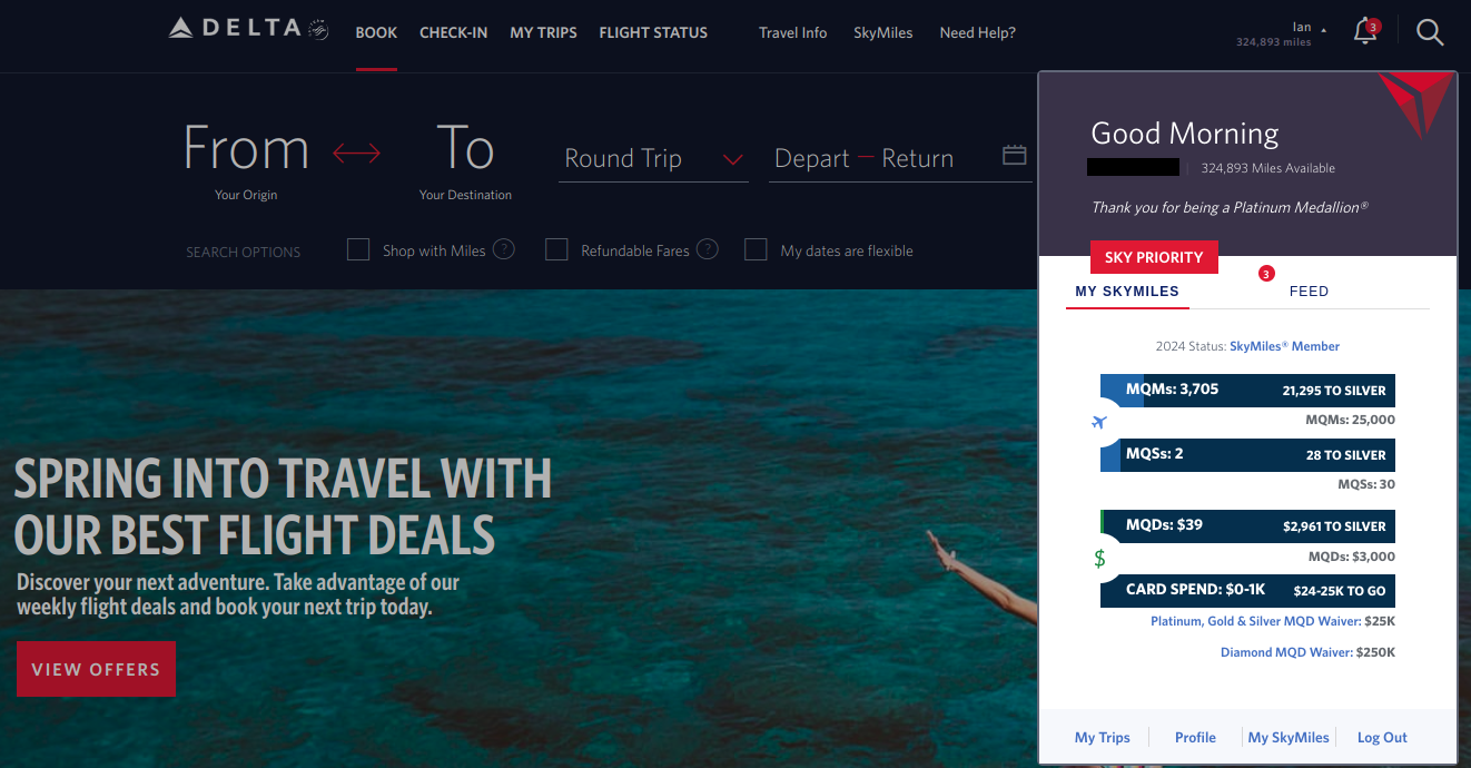 Delta SkyMiles Dashboard Offers Improved Medallion Status Tracking