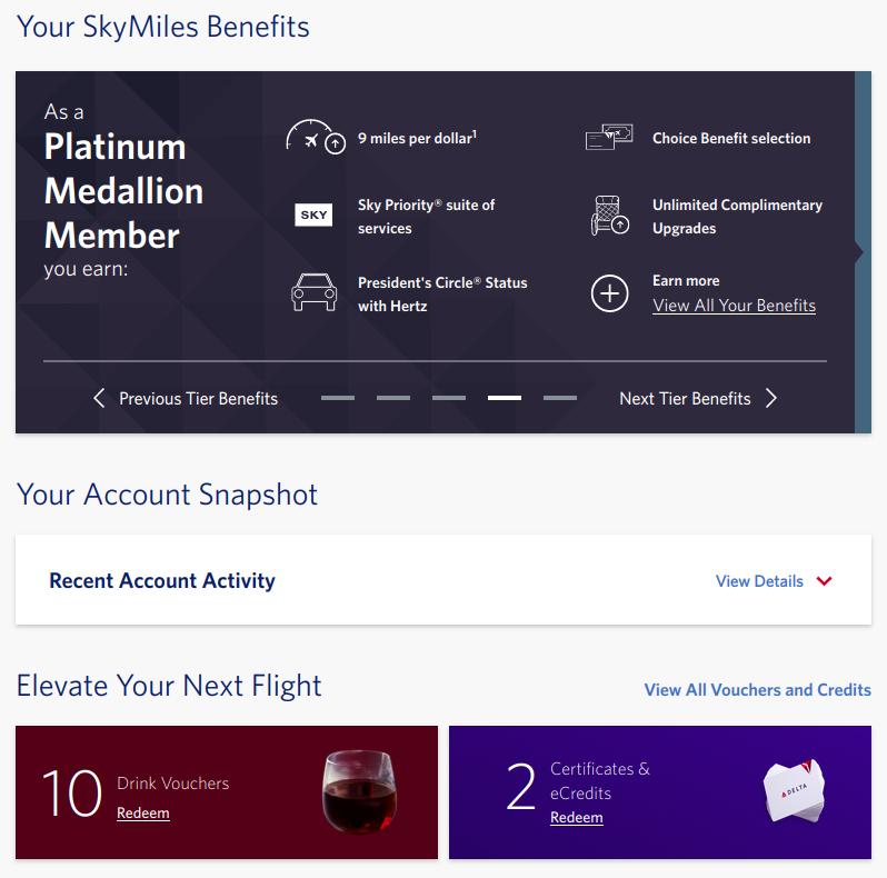 Delta SkyMiles Dashboard Offers Improved Medallion Status Tracking
